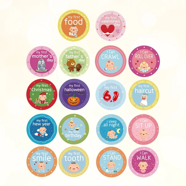 18PCS NEWBORN MILESTONE Stickers First Time Baby Stickers Unisex infant ...