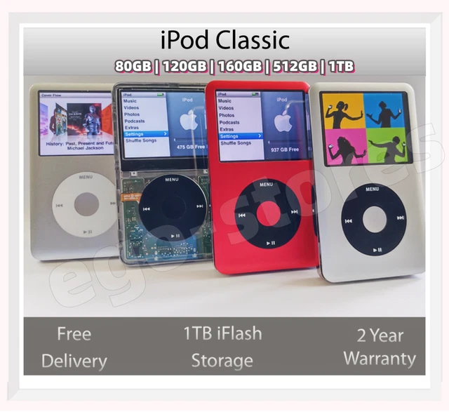 APPLE IPOD CLASSIC 7a generazione (2 TB/1 TB/512/256/160 GB) 2000 mAh, sigillato - LOTTO tutti i ...