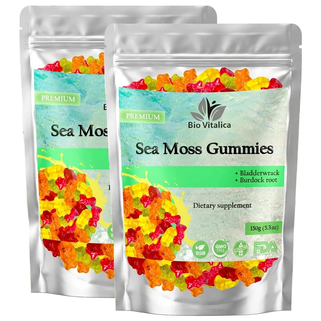 BIO VITALICA SEA Moss Gummies Bladderwrack Burdock Root Vegan Keto 50 ...