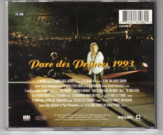 JOHNNY HALLYDAY ALBUM Parc des Princes 93 - édition 1993 EUR 5,00 ...