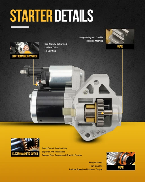 STARTER MOTOR FOR Porsche 914 Volkswagen Beetle Combi 1.1kW 12 Volt CCW ...