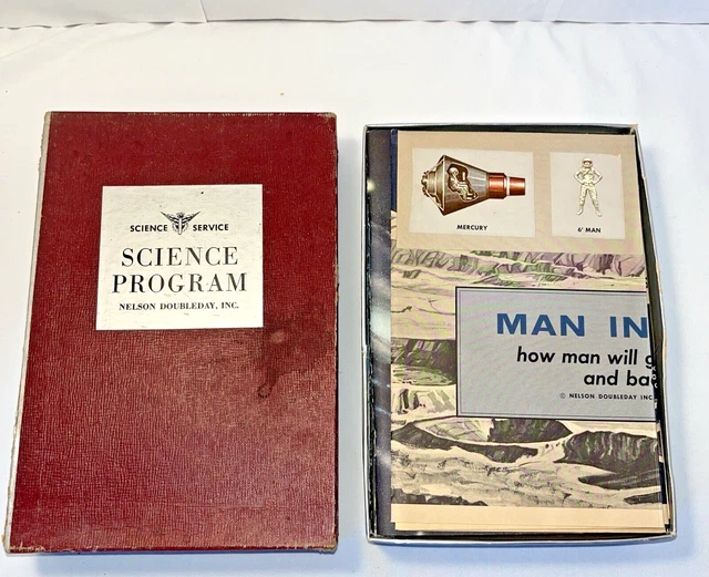 6 VINTAGE SCIENCE Service Man In Moon Program Books Nelson Doubleday ...