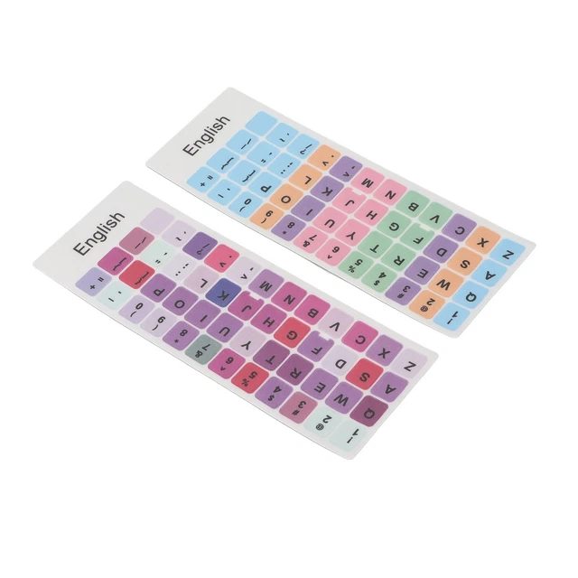 2PCS KEYBOARD STICKERS Colorful English Language Dustproof Waterproof ...