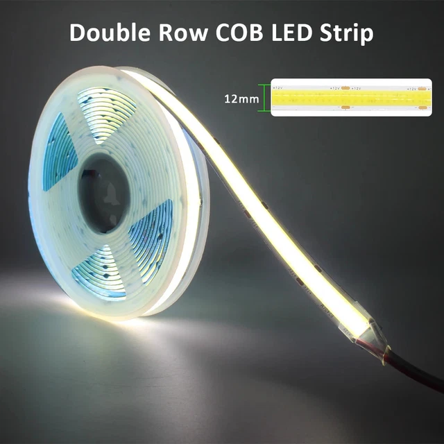 DC12V 24V COB LED Strip 5m 10m Double Row Flexible Dimmable Led Lights ...