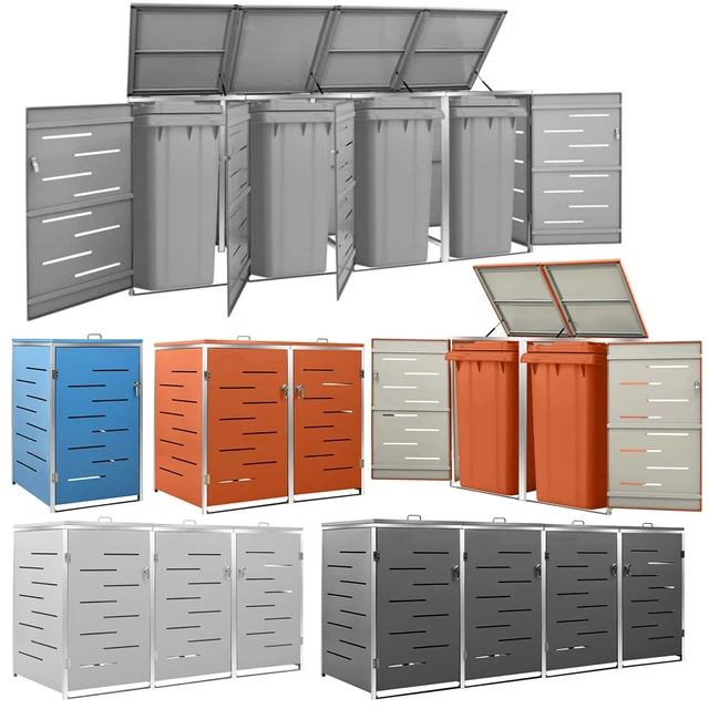 MÜLLTONNENBOX MÜLLBOX MÜLLTONNENVERKLEIDUNG Edelstahl 1/2/3/4er ...