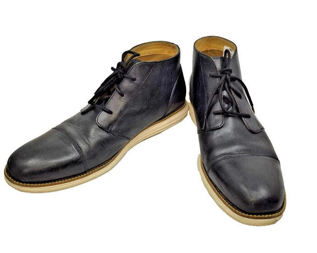 COLE HAAN MEN'S Grand.OS Leather Chukka Boots Black Size 11M | Cap Toe ...