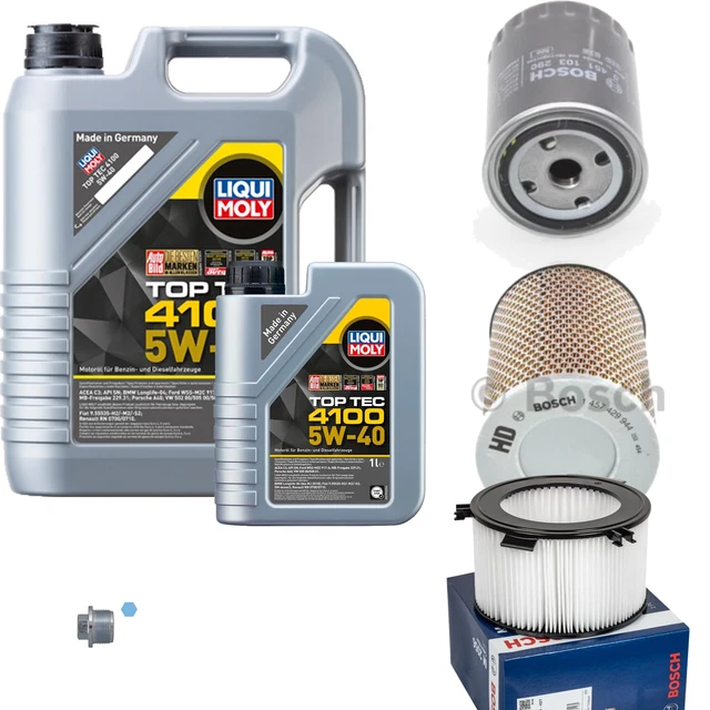 BOSCH INSPECTION SET 6L Liqui Moly Top Tec 4100 5W-40 pour VW Transporter (IV) EUR 141,29 ...