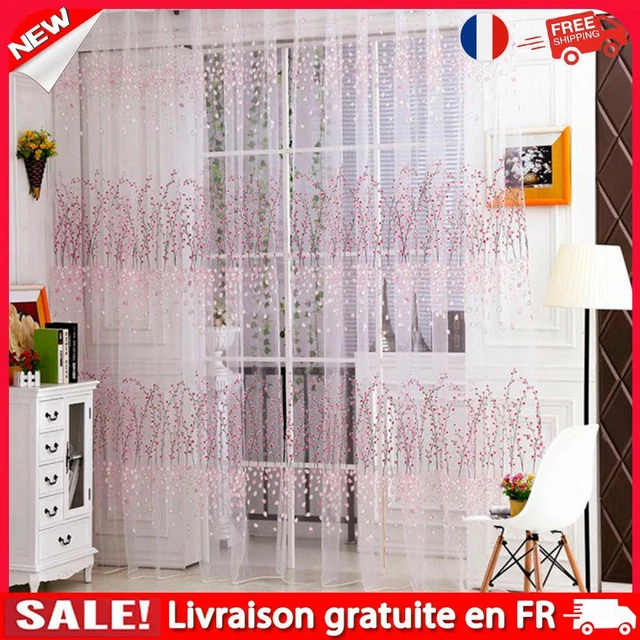 FR RIDEAU DE fen tre en voile de tulle imprim floral 200 x 100 cm Vert ...