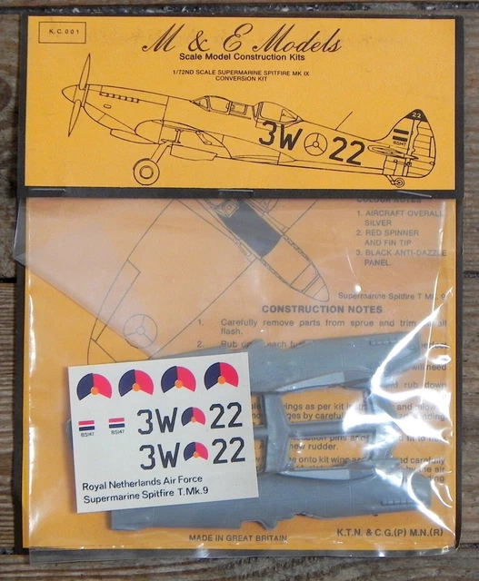 SUPERMARINE &SPITFIRE& T. Mk.9 1/72 M&E Models Conversion Set (RARE ...