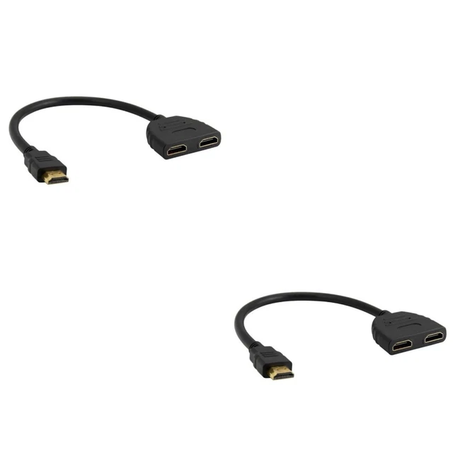 2 COUNT OPTICAL Cable Splitter Two Pin Plug Adaptor Uk for Dual Monitor ...