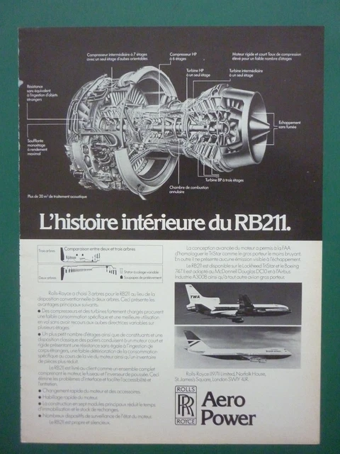 12/76 PUB ROLLS-ROYCE Rb211 Boeing 747 British Airways Dc-10 Twa French ...
