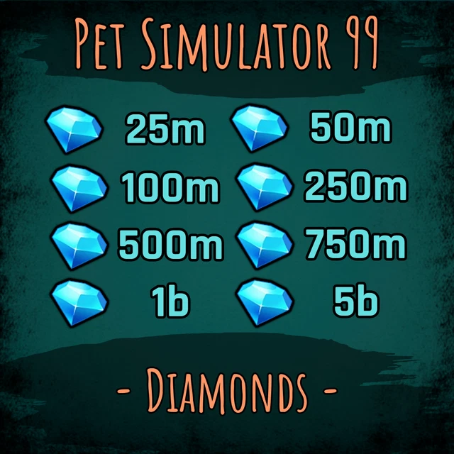 PET SIMULATOR 99 - Diamonds/Gems 25M-5B | Pet Sim 99 | Quick N' Cheap £ ...