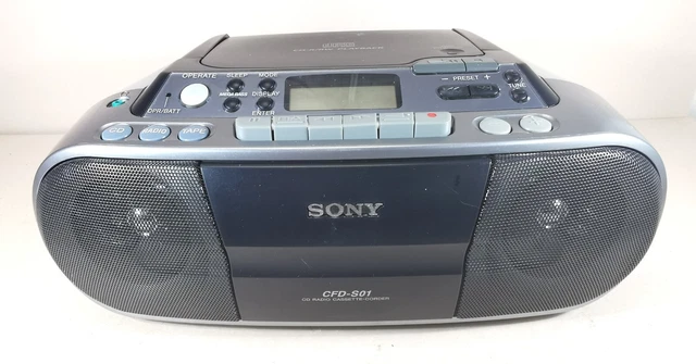 SONY CFD-S01 PORTABLE CD Stereo Radio Cassette BOOMBOX Ghettoblaster ...