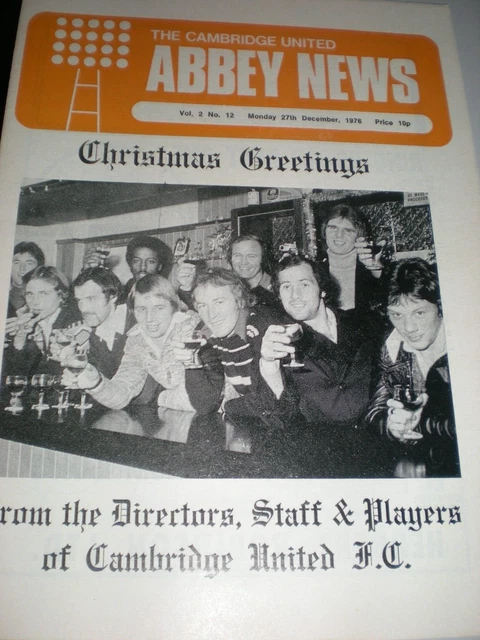 CAMBRIDGE UNITED V NEWPORT COUNTY, 27th DECEMBER 1976, NO WRITING ...