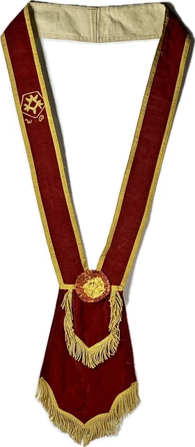 VINTAGE RARE MASONIC Freemasonry O.E.S. Red & Gold Ceremonial Sash £142 ...