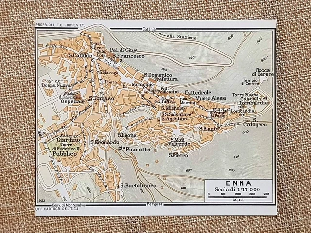 PIANTA O PIANTINA del 1953 La città di Enna Sicilia T.C.I. EUR 13,00 ...
