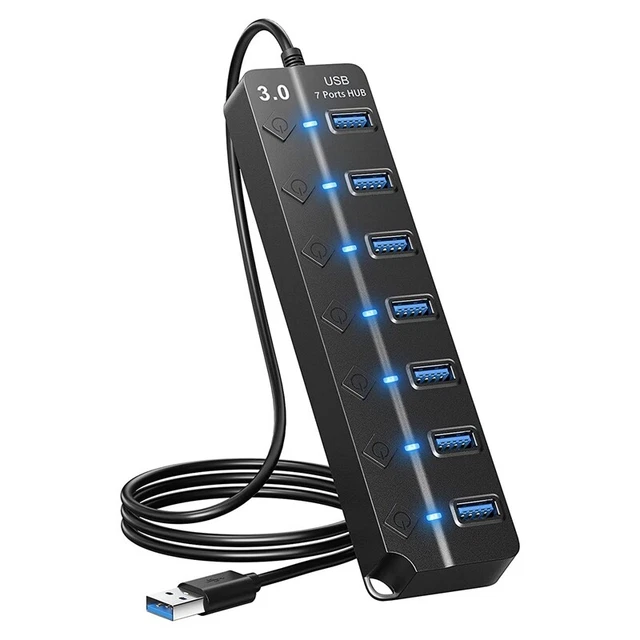 RÉPARTITEUR DE HUB USB 7 Ports Adaptateur USB 3.0 Multi-Hub Adaptateur Sect5838 EUR 11,16 ...
