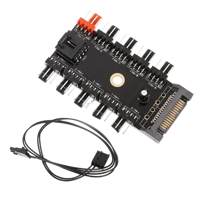 1 TO 10 4PIN PWM Cooling Fans Speed Controller HUB SATA Power Socket ...