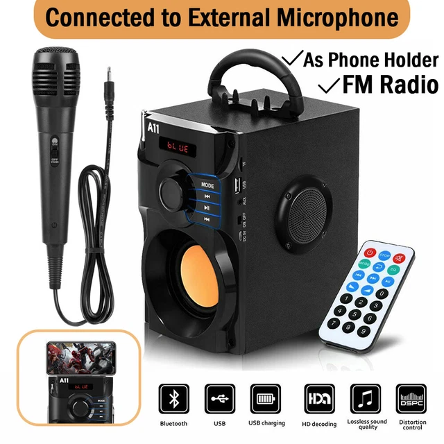 WIRELESS BLUETOOTH PORTABLE Karaoke Party Speaker Mic Surround Sound Subwoofer £25.99 - PicClick UK