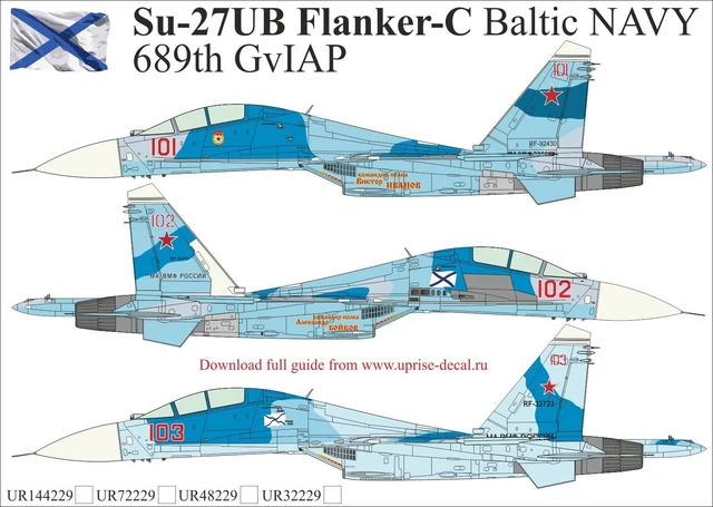 1:72 DECAL SUKHOI Su-27UB Flanker Russian Baltic NAVY UpRise Decals ...