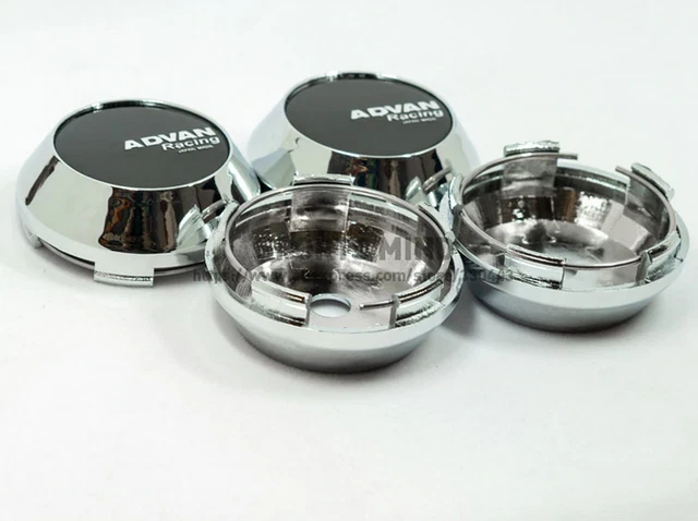 4X65MM ADVAN RACING Wheel Center Caps Hubcaps Rim Caps Black Silver ...