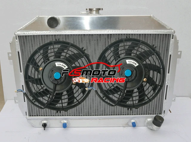 ALU RADIATOR+FANS FOR Nissan Fairlady Z Datsun 240Z & 260Z S30 L24 L26 ...