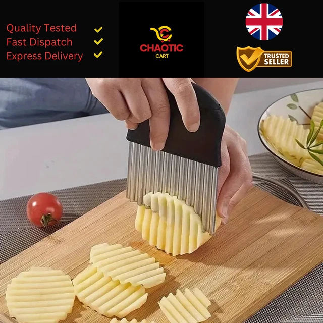 CRINKLE CUTTER STAINLESS Steel Fries Chips Potato Salad Kitchen Tool ...