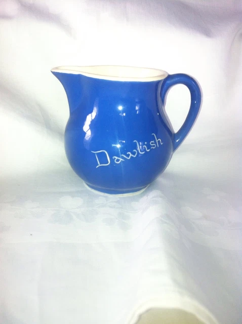 VINTAGE DEVON SANDYGATE Pottery Blue Souvenir Small Cream Jug Dawlish £ ...
