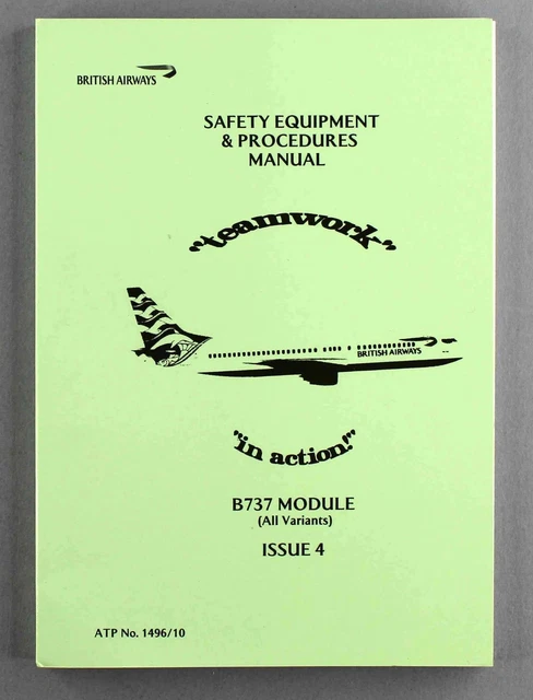 BRITISH AIRWAYS BOEING 737 Airline Cabin Crew Sep Manual Safety Card Ba ...