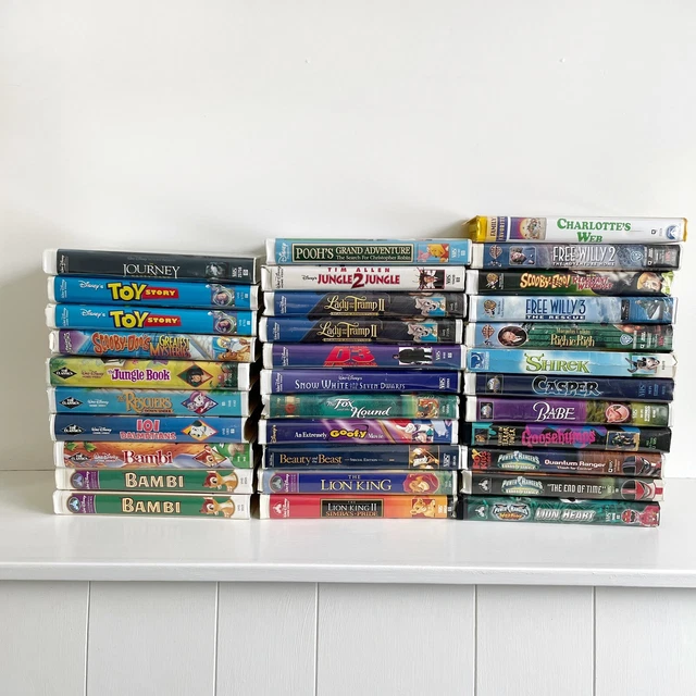 VHS TAPES KIDS Movies Walt Disney Warner Bros Paramount Clamshell Lot ...