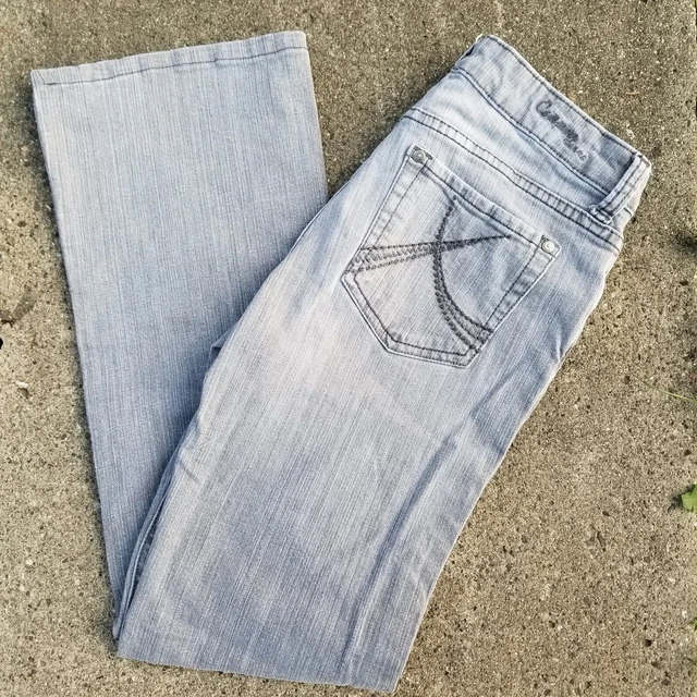 COMMON GENES WOMENS Low Rise Bootcut Stonewash Denim Jeans Gray Size 4 ...