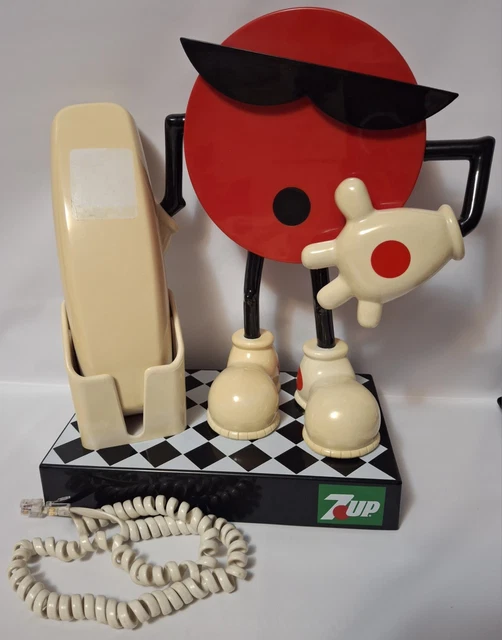 VINTAGE 7-UP RED Dot Guy Land-Line Phone Telephone Vintage 1990 ...