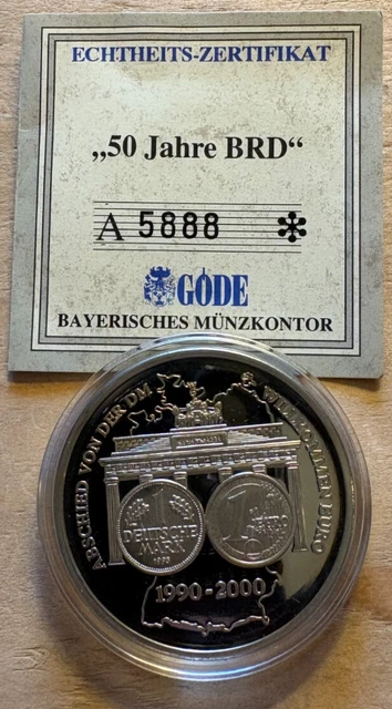 GÖDE MEDAILLE „50 Jahre BRD – Abschied von der DM, Willkommen EURO“ mit Zert EUR 15,99 - PicClick DE
