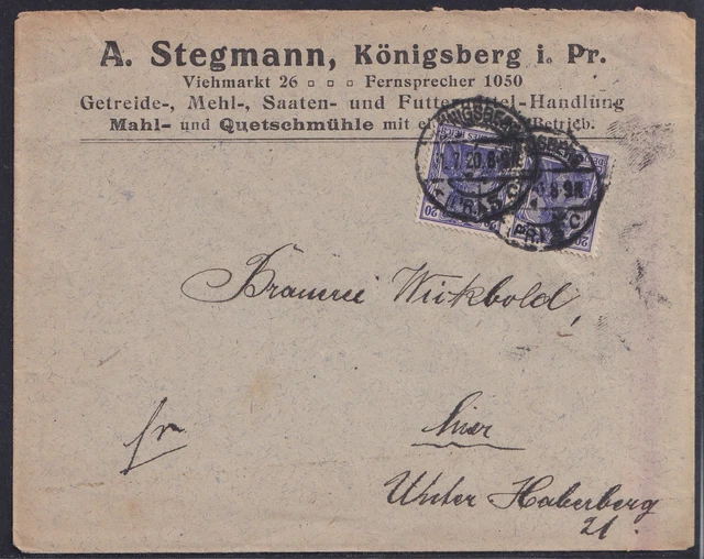 79060) KÖNIGSBERG OSTPREUSSEN 1920 Ortsbrief Brauerei Wickbold EUR 2,99 ...