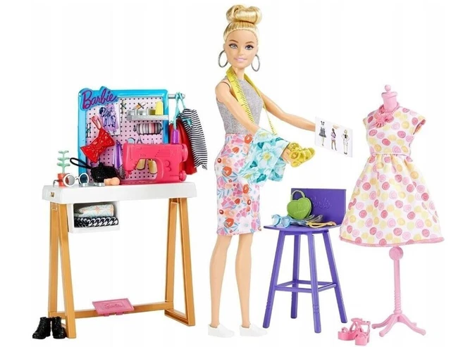 BARBIE DOLL FASHION STUDIO sewing machine set HDY90 Mattel EUR 54,00 ...