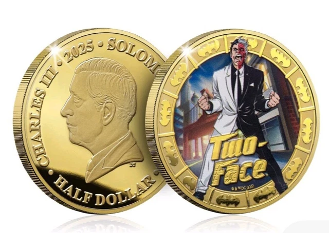 THE SHADOWS OF Gotham 2025 Two-Face Coin 24ct Gold Plated DC ...