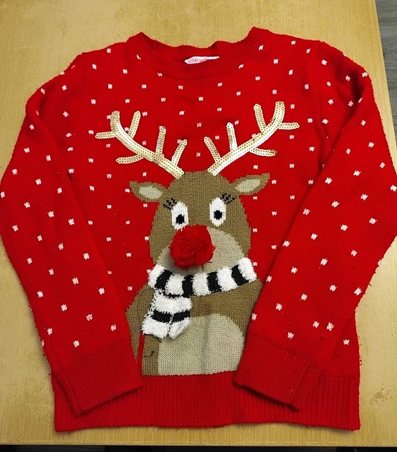 GIRLS MISS EVIE Reindeer 🦌 Christmas Jumper Age 9 Years £2.77 - PicClick UK