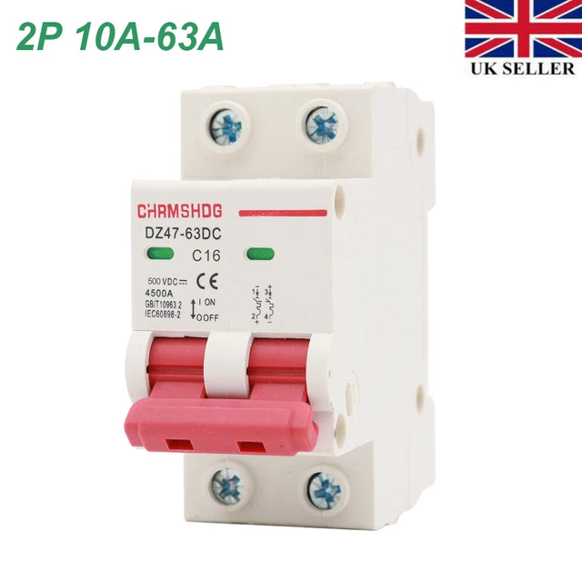 DC CIRCUIT BREAKER Solar Fuse MCB Double Pole 2P 6 10 16 20 25 32 40 50 ...