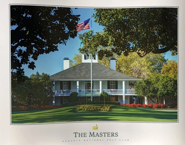 MASTERS GOLF POSTER augusta national clubhouse image 2024 pga new £61. ...