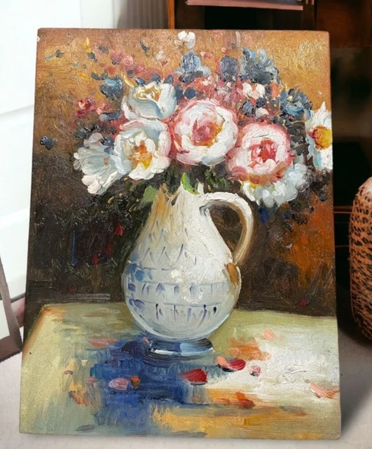 TABLEAU ANCIEN BOUQUET de Fleurs Huile sur toile Nature Morte XXème EUR 250,00 - PicClick FR