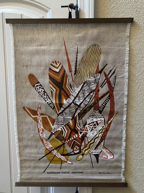 VINTAGE 1960'S DONALD Clark Silk Screen Linen Wall Hanging-Australia ...