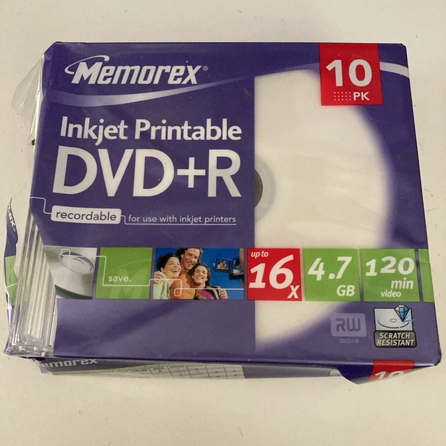 10X MEMOREX INKJET Printable DVD+R 4.7GB 120 Mins £6.36 - PicClick UK