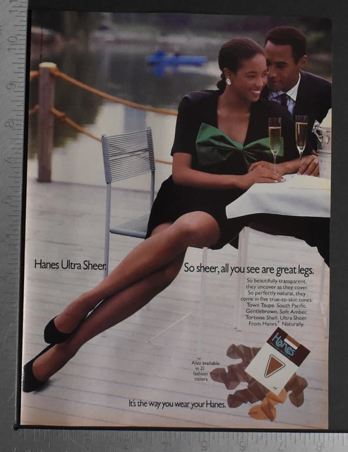 1989 PRINT AD Hanes Hosiery Pantyhose Long Legs Heels Ultra Sheer Black ...