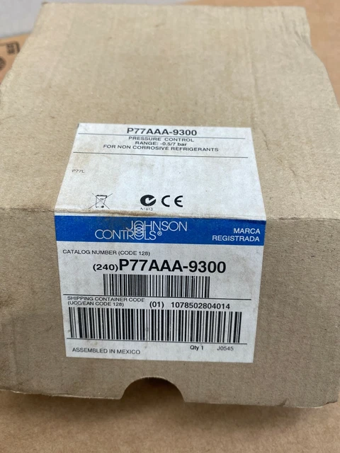 JOHNSON CONTROLS P77AAA-9300 - Pressure Control Range 0.5/7 bar ...