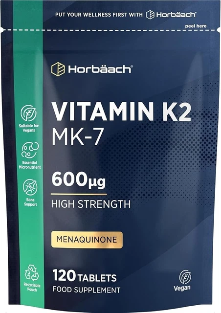 VITAMIN K2 MK7 600Mcg | 120 Tablets | High Strength Vitamin K2 ...