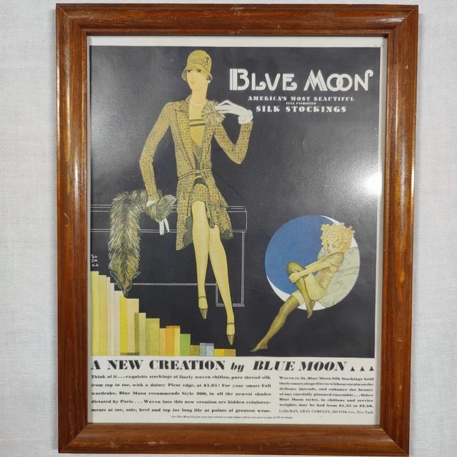 FRAMED 1950'S VINTAGE Blue Moon Silk Stockings AD ART 11x14" Household Outerwear £33.02 ...