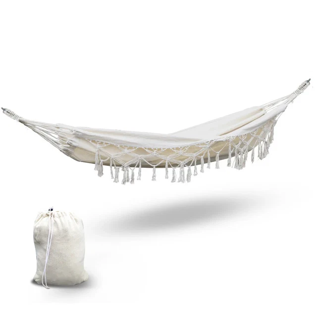 GARDEON HANGING TASSEL Hammock Swing Bed Cream $41.99 - PicClick AU