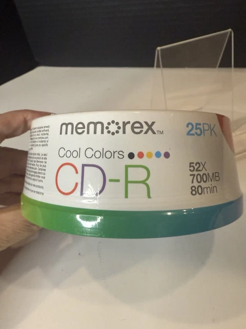 CD-R~ 25PK MEMOREX 80 min~Cool Colors~ 52x 700 MB Red Black Pink Blue ...