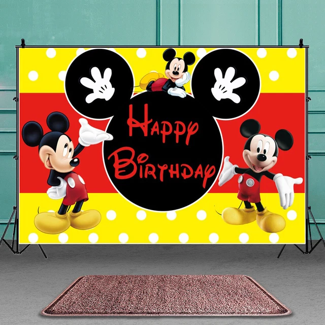 MICKEY MOUSE PHOTO Backdrop Baby Shower Happy Birthday Party Background ...