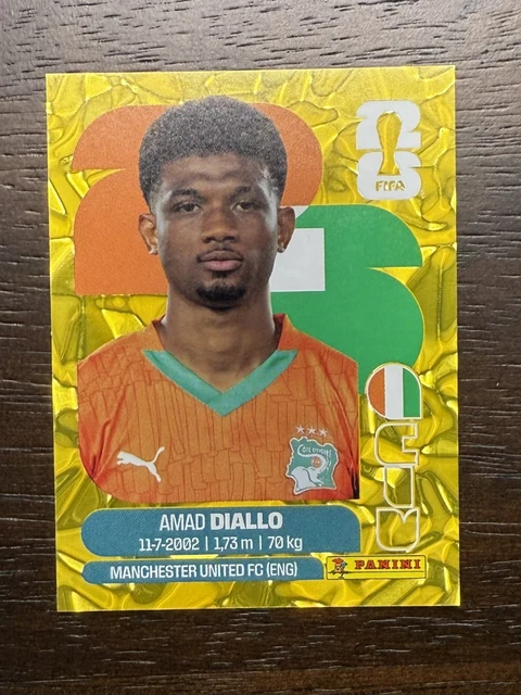 2026 PANINI FIFA World Cup Amad Diallo CIV15 GOLD Crumple Sticker ...